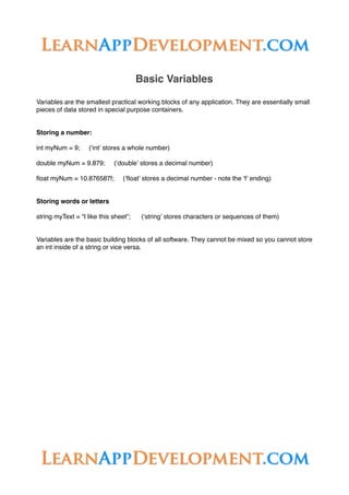 Basic c# cheat sheet | PDF