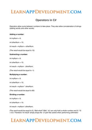 Basic c# cheat sheet | PDF | Programming Languages | Computing