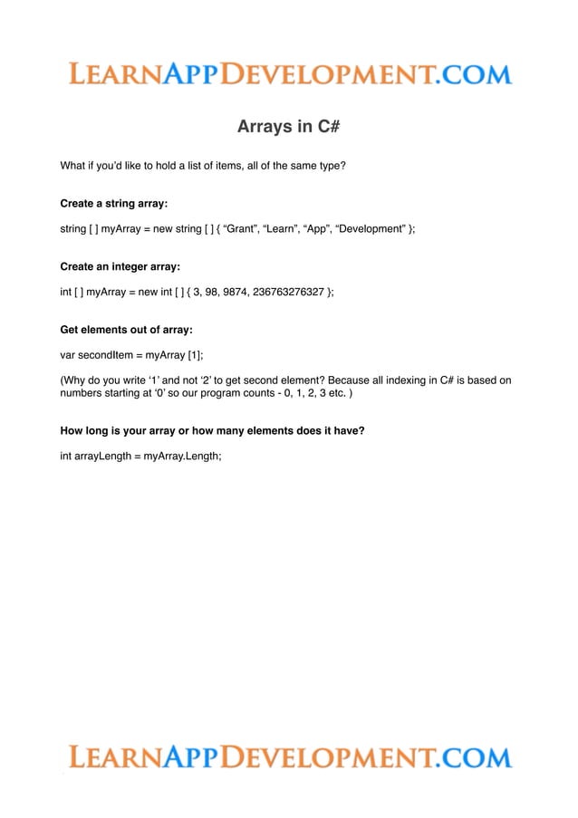 Basic c# cheat sheet | PDF