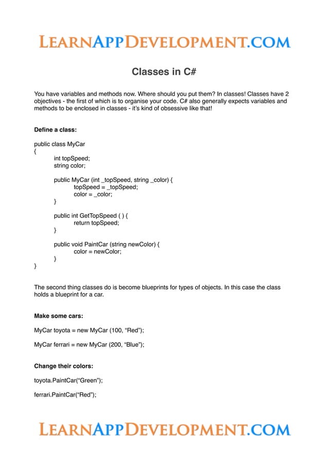 Basic c# cheat sheet | PDF