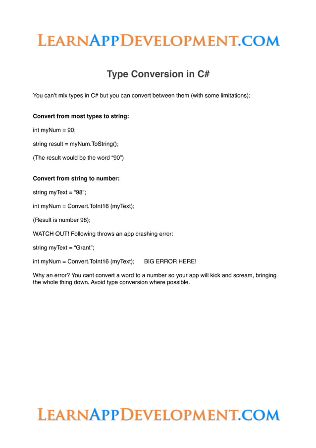 Basic c# cheat sheet
