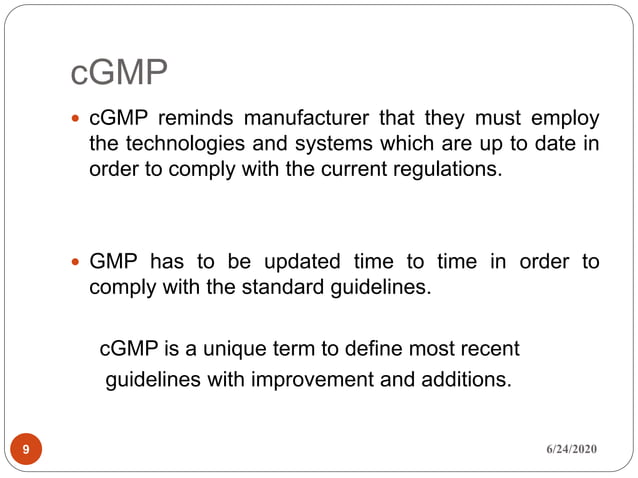 Basic cGMP | PPT | Pharmaceutical Industry | Industries