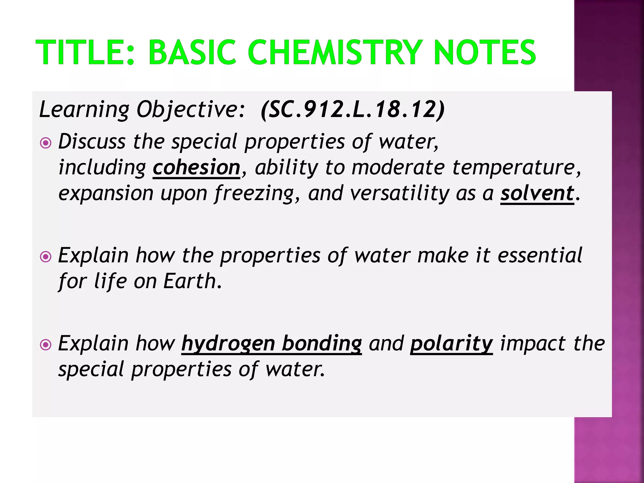 Basic Chemistry of Life PPT | PPTX