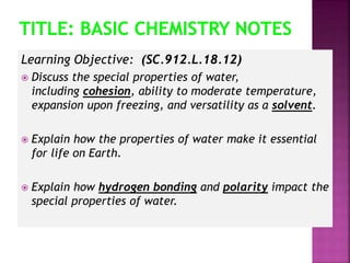 Basic Chemistry of Life PPT | PPTX