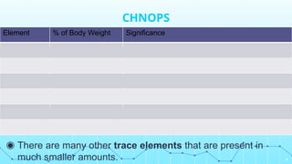 Basic Chemistry of Life (2025) macromolecules and organic compounds | PPTX