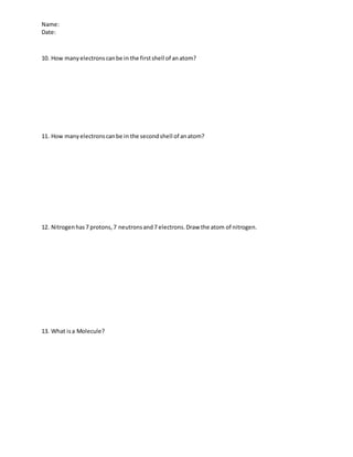 Basic chemistry quiz | DOCX