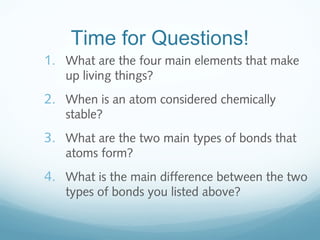Biochemistry--6.1 Basic Chemistry | PPT