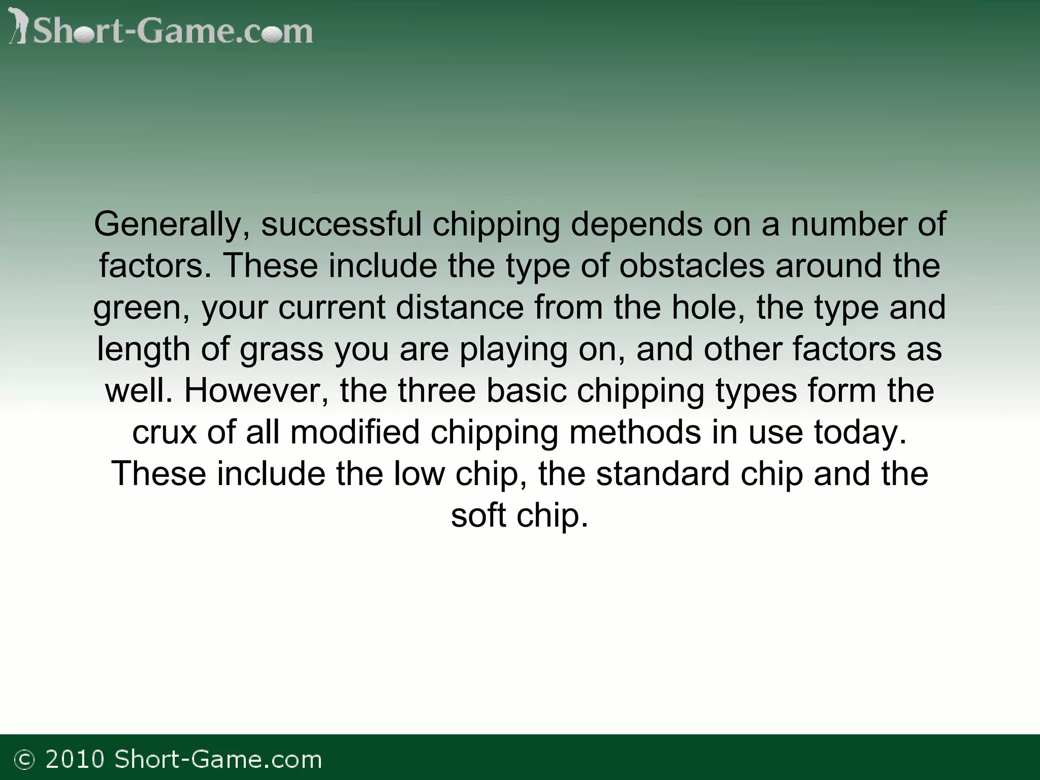 Basic Chipping Types in Golf | PPT | Golf | Sports