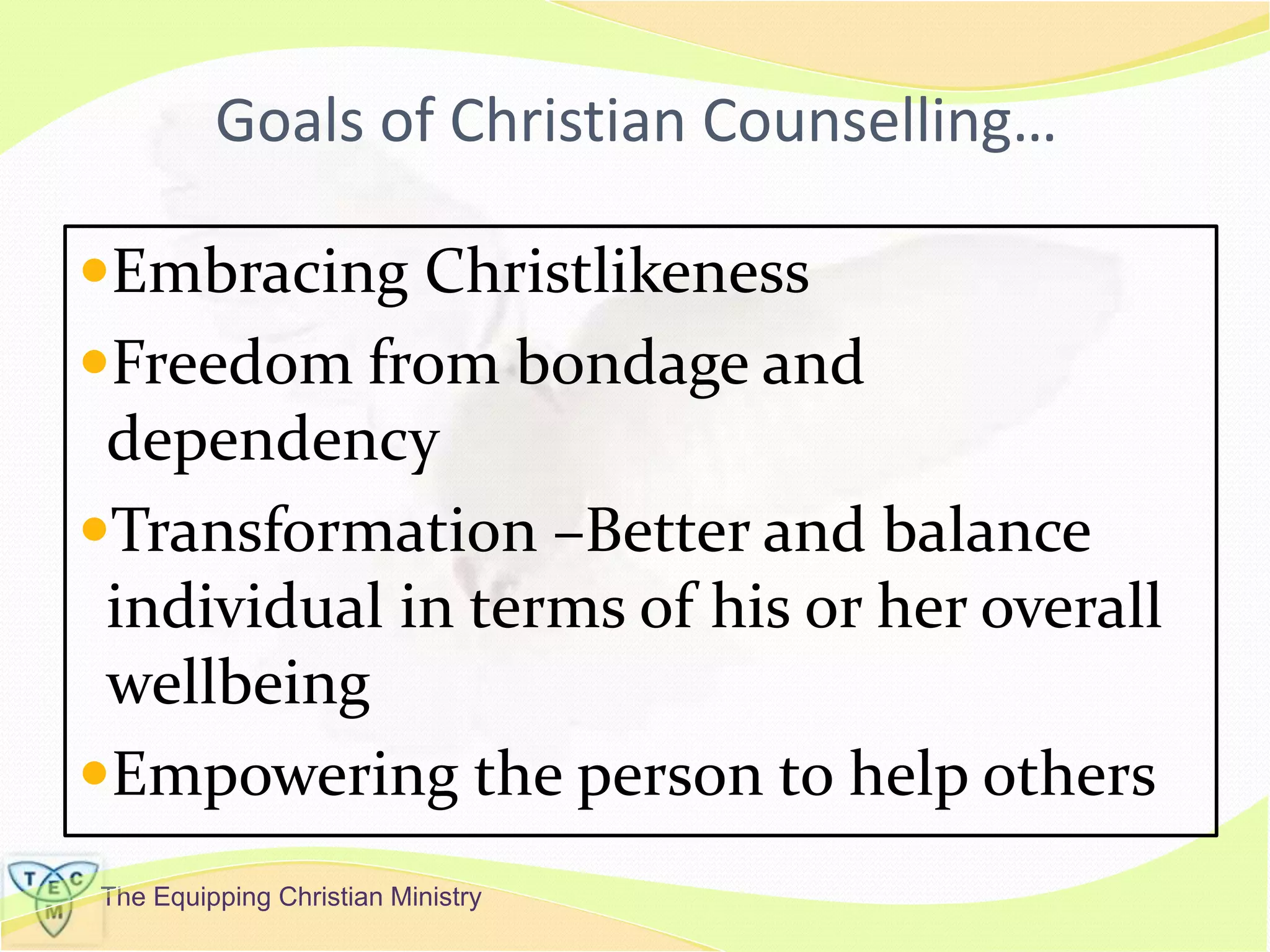 Basic christian counselling training | PPTX