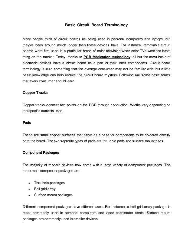 Basic Circuit Board Terminology