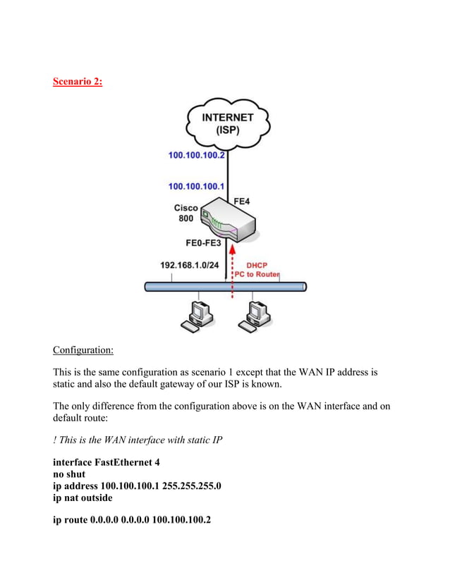 Basic Cisco 800 Router Configuration for Internet Access | PDF | Computer Networking | Computing