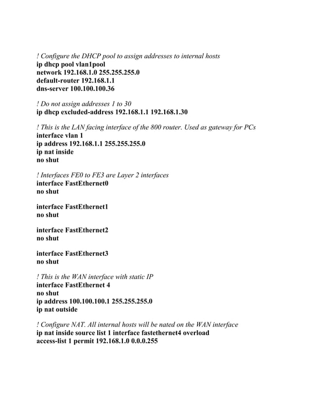 Basic Cisco 800 Router Configuration for Internet Access | PDF | Computer Networking | Computing