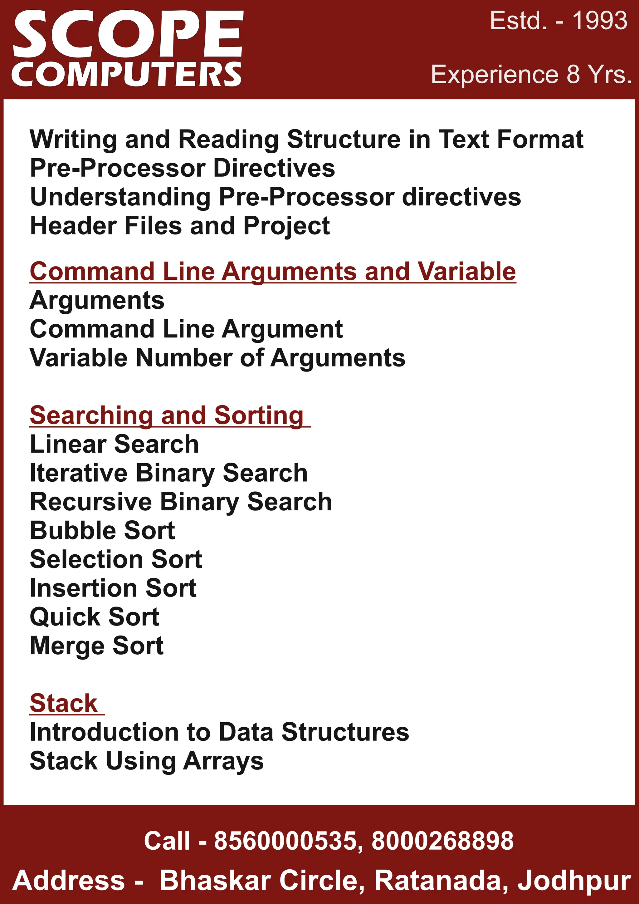 basic c language scope computers jodhpur | PDF