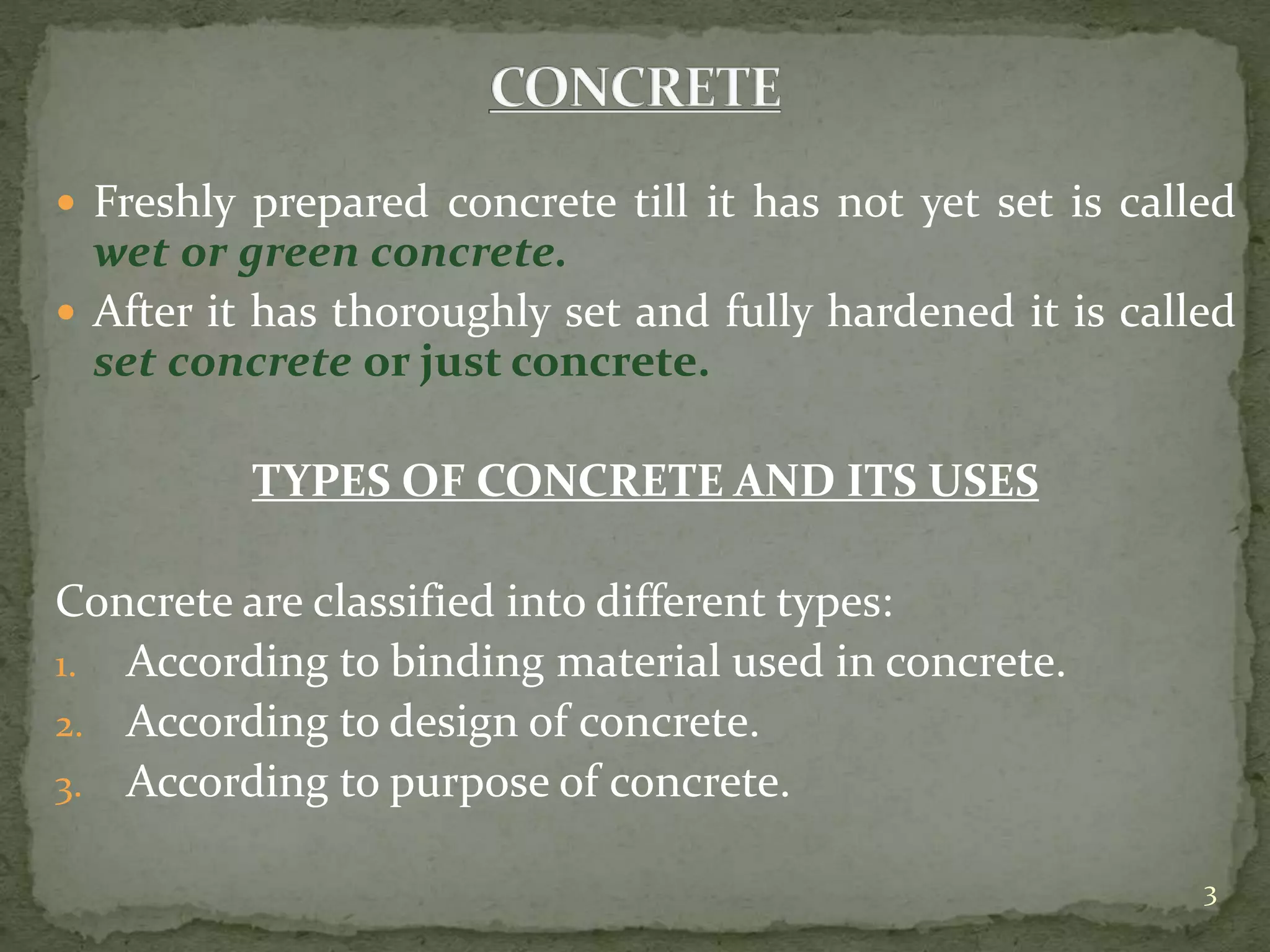 Basic classification of concrete | PPSX
