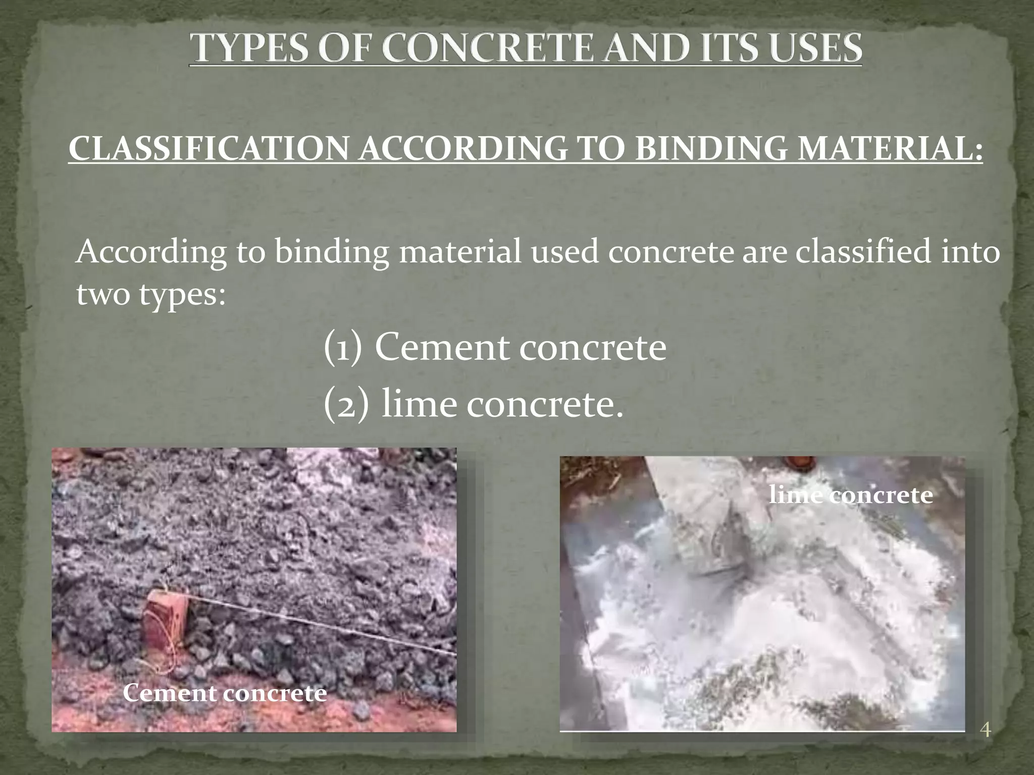 Basic classification of concrete | PPSX