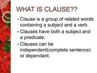 Basic clause stucture | PPTX | Homework and Study | Education