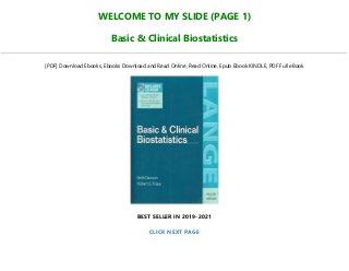 [PDF] Basic & Clinical Biostatistics Full Pages