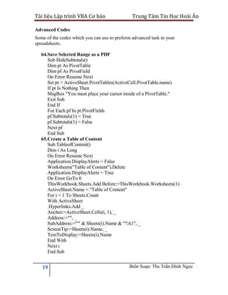 Lập Trình VBA For Excel Tại Biên Hòa | PDF