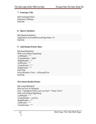 Lập Trình VBA For Excel Tại Biên Hòa | PDF