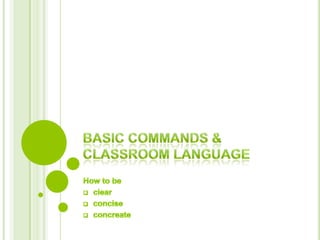 Basic commands & classroom language | PPT