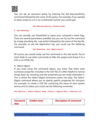 Basic commands for powershell : Configuring Windows PowerShell and ...