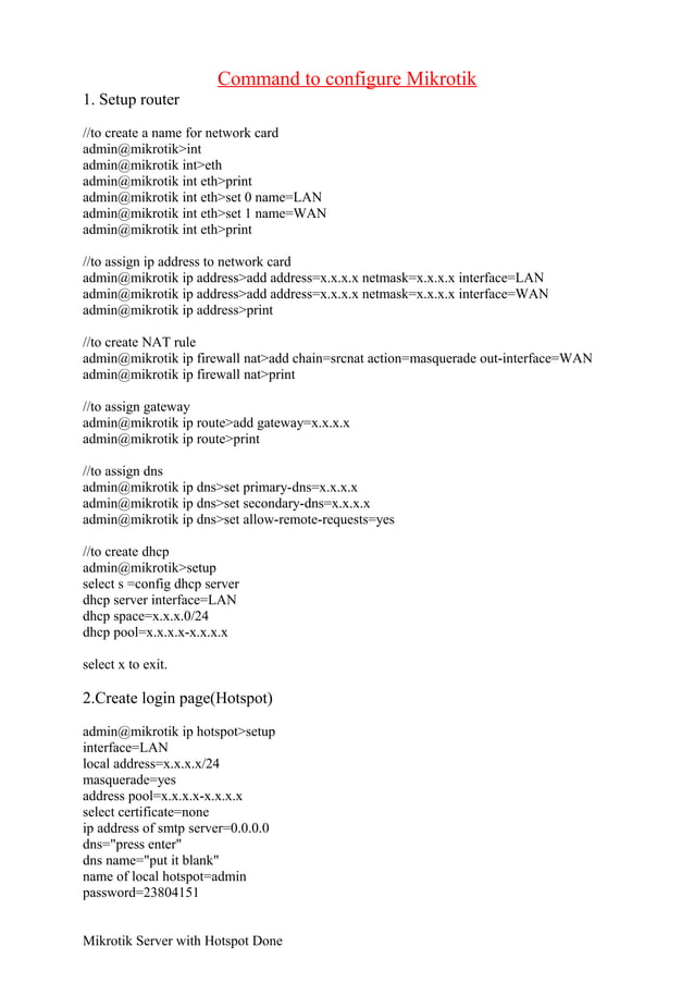 Basic Command To Configure Mikrotik Pdf
