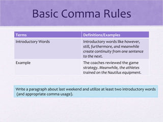 Basic comma rules | PPT