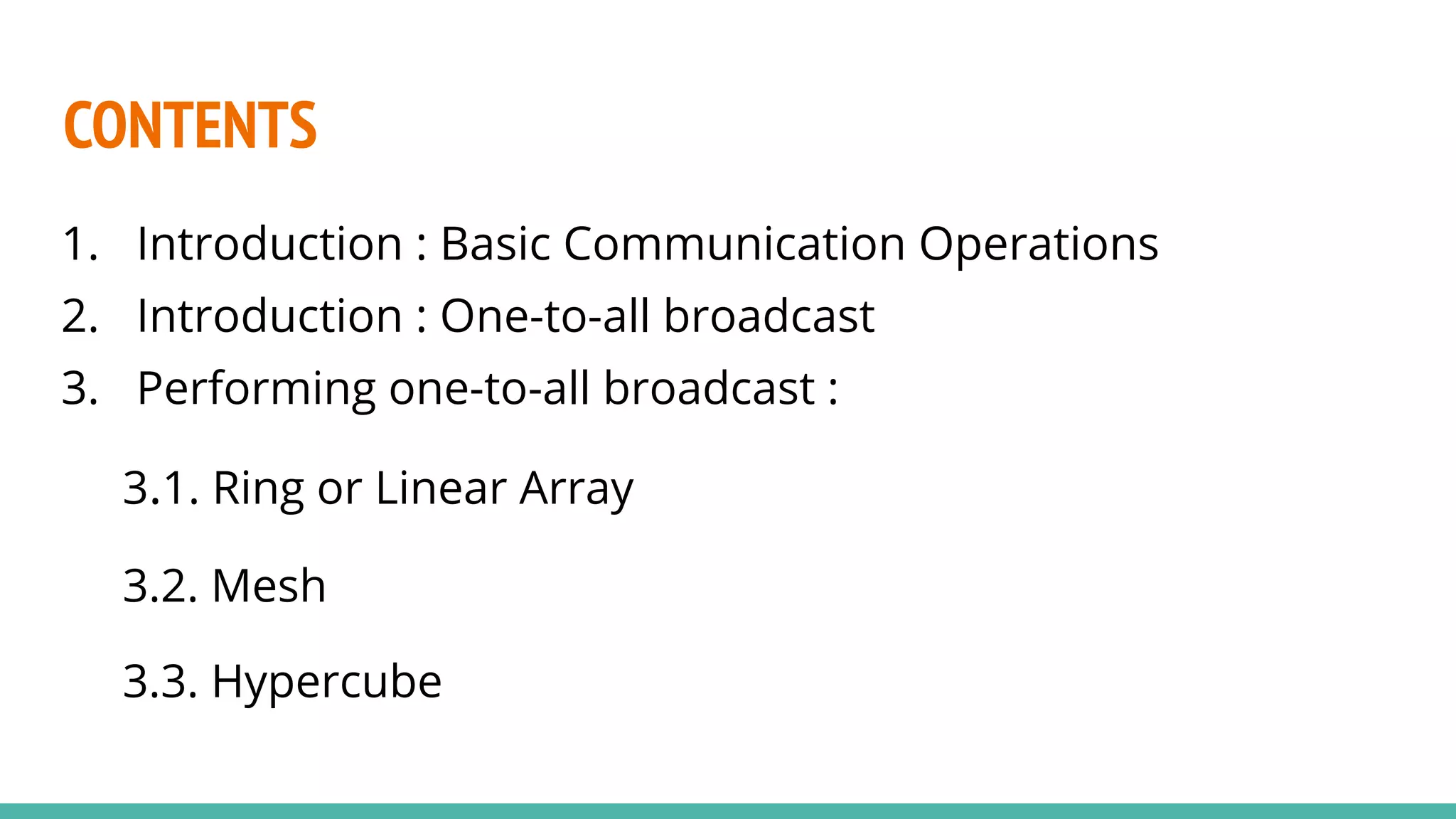 Basic communication operations - One to all Broadcast | PDF