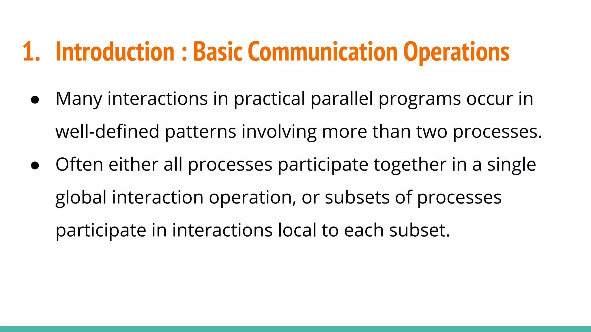Basic communication operations - One to all Broadcast | PDF