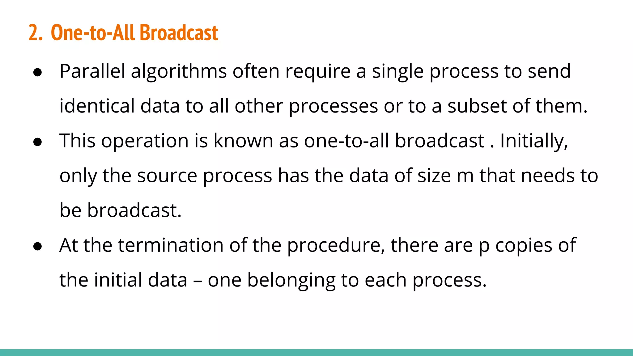 Basic communication operations - One to all Broadcast | PDF