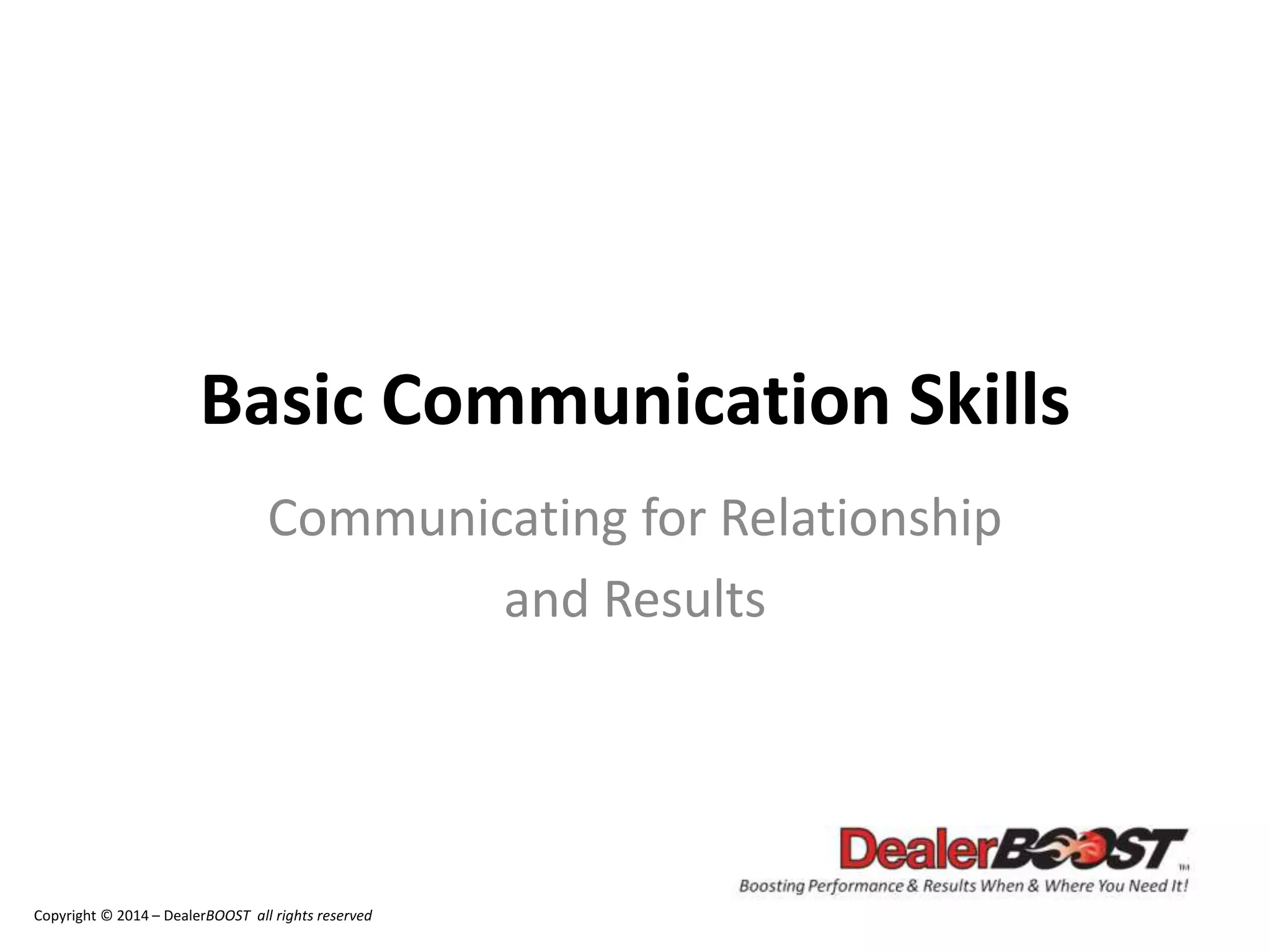 Basic Communication Skills | PPTX