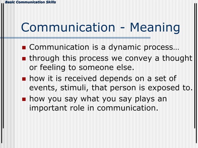 Basic Communication Skills | PPT