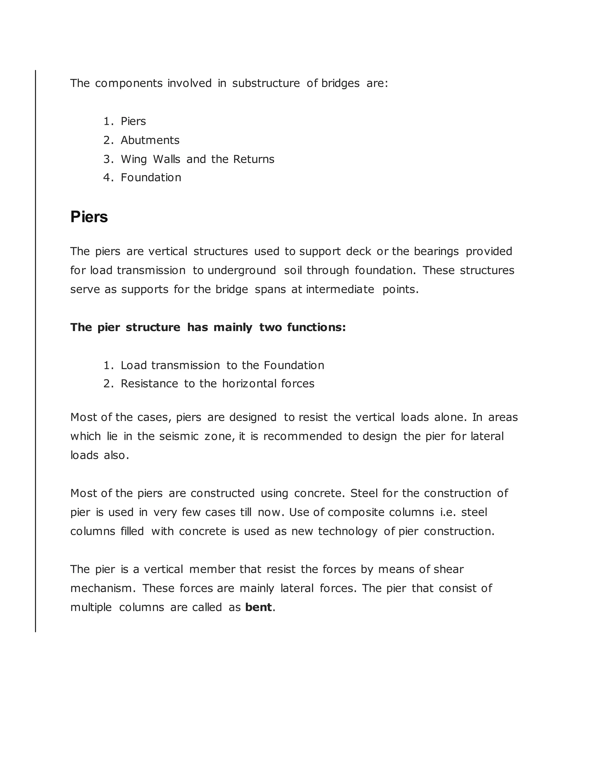 Basic components and parts of bridge structures | DOCX