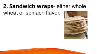 sandwich components, tools and equipment used in preparing sandwiches ...