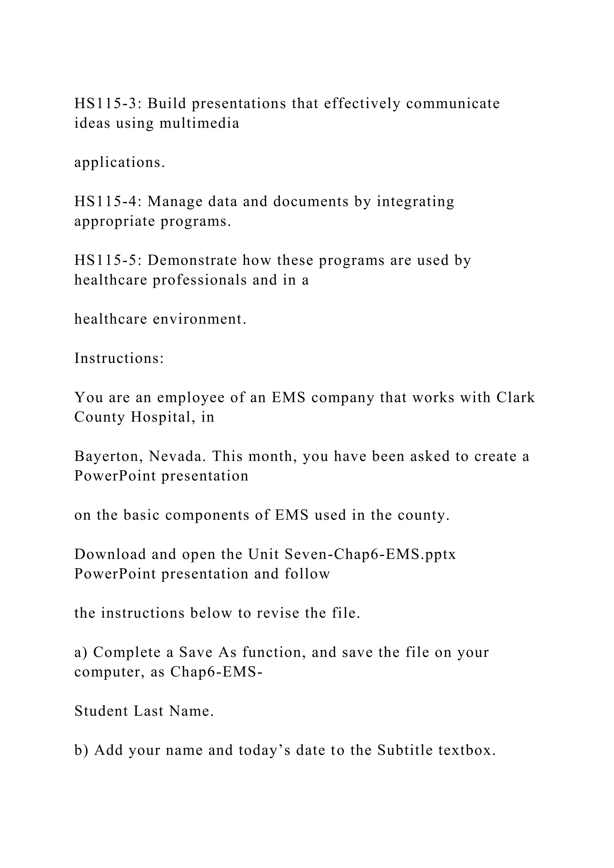 BASIC COMPONENTS OF EMERGENCY MEDICAL CARE SYSTEMStudent Name.docx