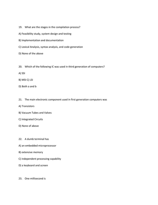 Basic computer question | PDF | Technology & Computing