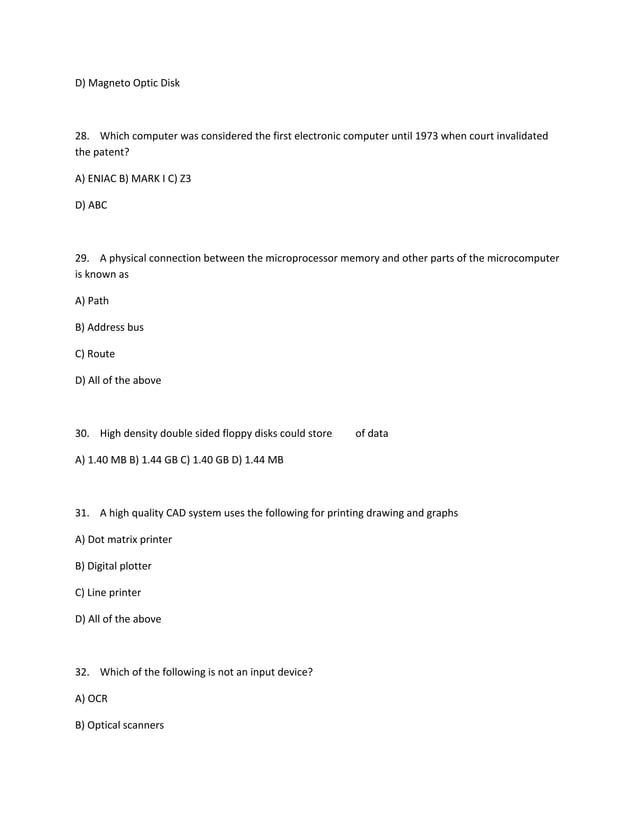 Basic computer question | PDF | Technology & Computing