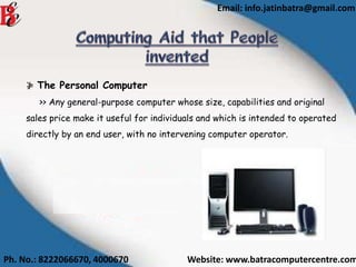 Basic Computer Training Centre in Ambala ! Batra Computer Centre | PPT