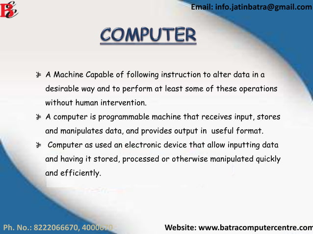 Basic Computer Training Centre in Ambala ! Batra Computer Centre | PPT