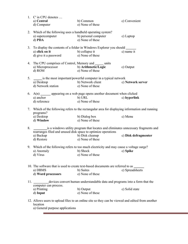 Basic computer question | PDF