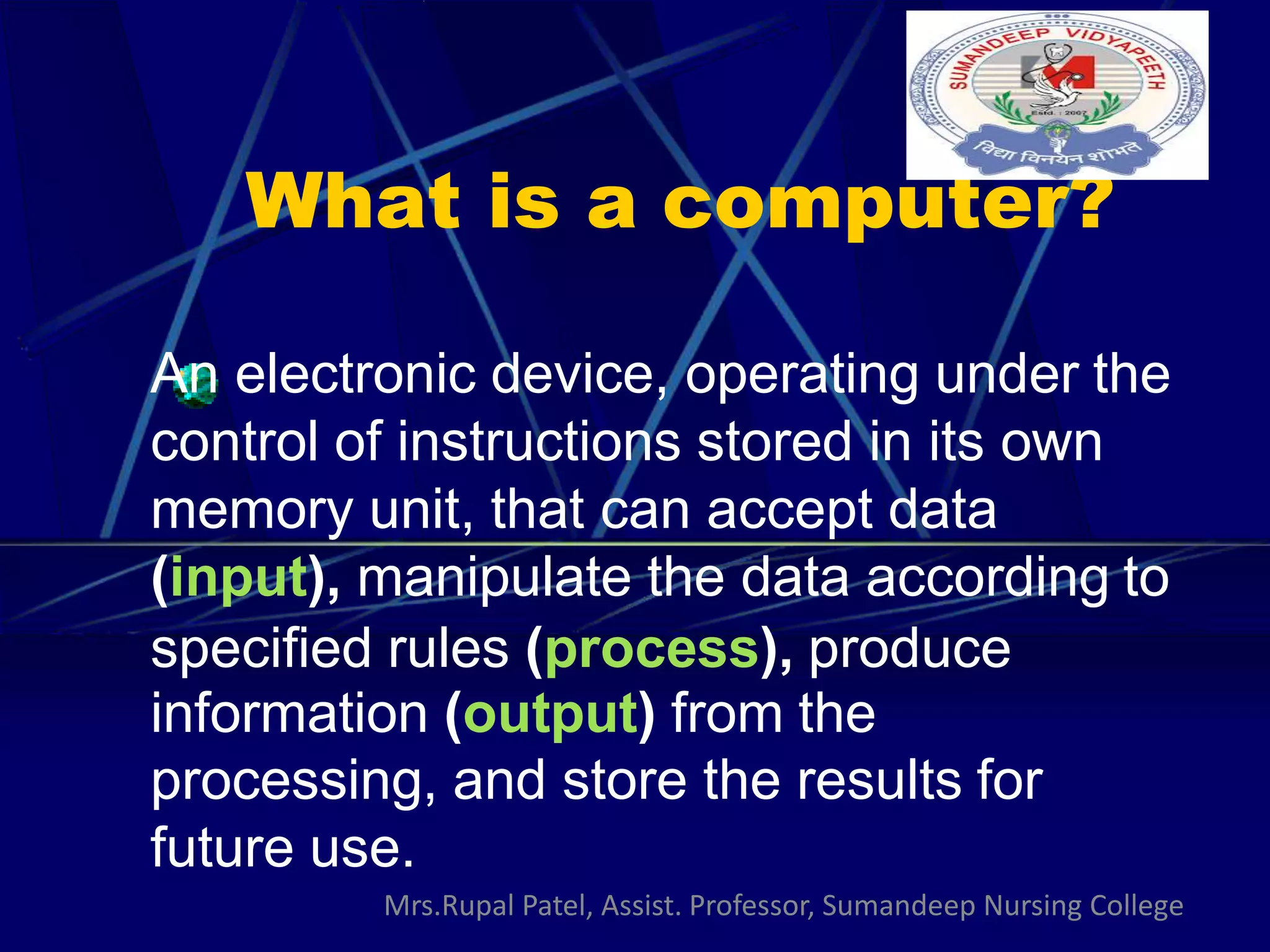 Basic computer concepts | PPTX | Operating Systems | Computer Software and Applications