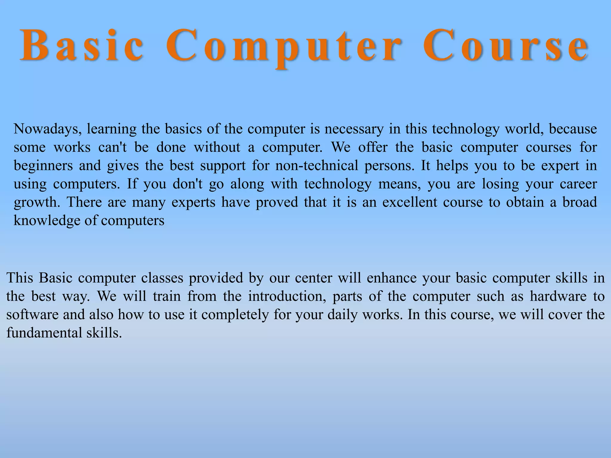 Basic computer course | PPTX