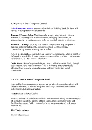 Master Basics with Our Computer Course | DOCX