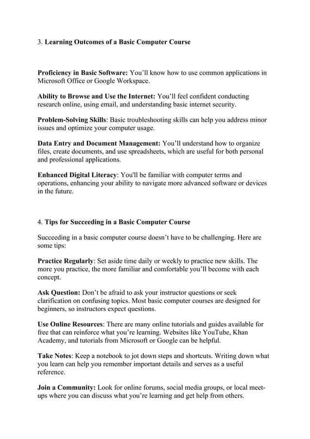 Master Basics with Our Computer Course | PDF