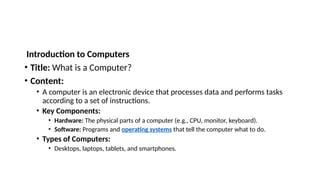 BASIC COMPUTER COURSE TRAINING IN KHANNA | PPTX