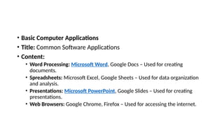 BASIC COMPUTER COURSE TRAINING IN KHANNA | PPT