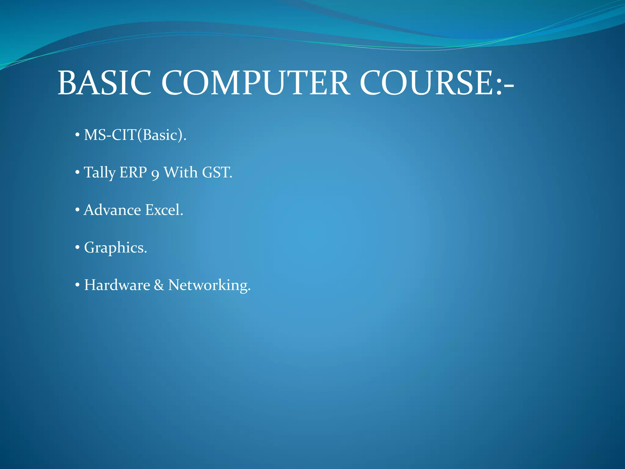 Basic Computer Course Mahad Ppt