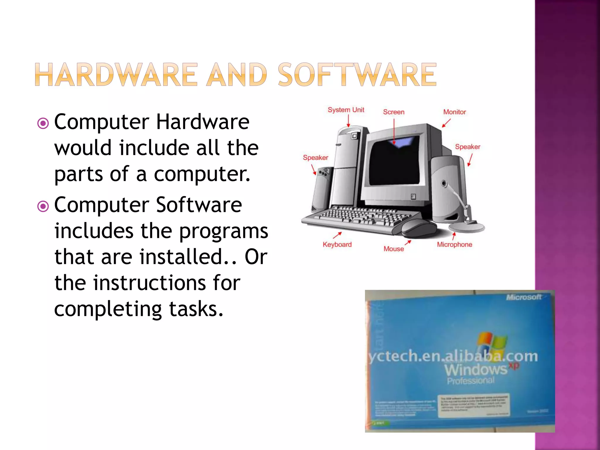 Basic Computer Hardware And Softwarepptx Data Storage And Warehousing Computing