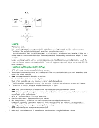 Basic computer hardware terminology | DOCX | Operating Systems ...