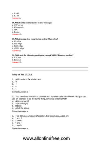 Basic computer mcqs | PDF